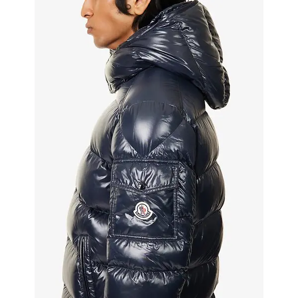 Moncler Maya Logo-patch Padded Shell-down Jacket - Navy