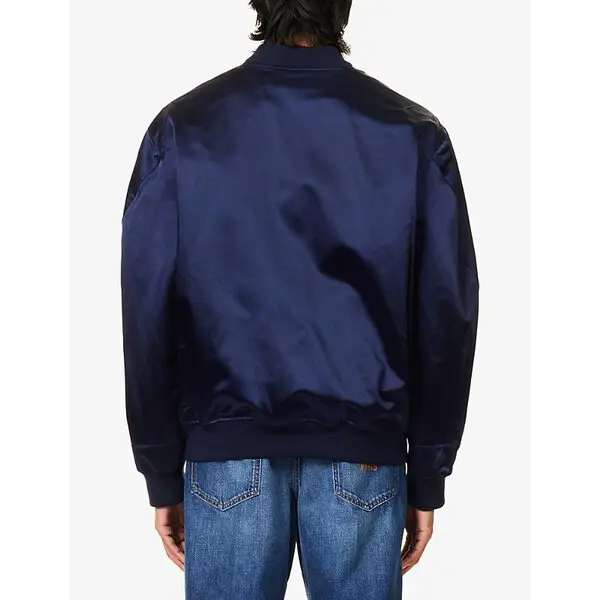 Givenchy Logo-embroidered Satin Bomber Jacket - Navy