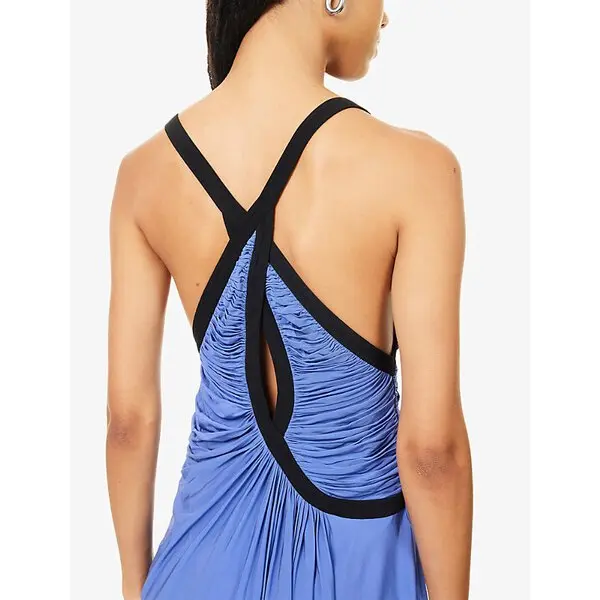Christopher Esber Suspended Fluted Jersey Mini Dress - Blue Iris |  Editorialist