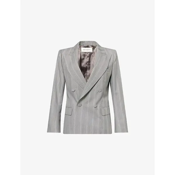 Dries Van Noten Striped Peak-lapels Wool-blend Blazer