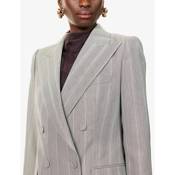 Dries Van Noten Striped Peak-lapels Wool-blend Blazer