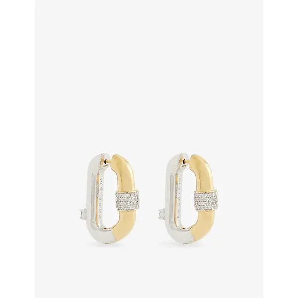 PHORIA 18ct Gold Vermeil White Topaz Huggie Earrings - Gold/silver