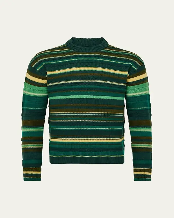 JW Anderson Wool Multi-stripe Crewneck Sweater - Green Multi