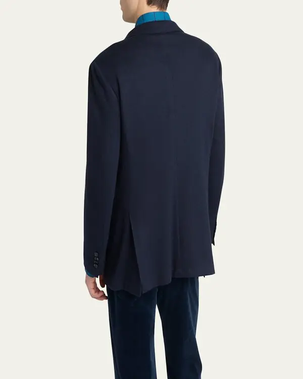 Kiton Cashmere Jersey Double-breasted Blazer