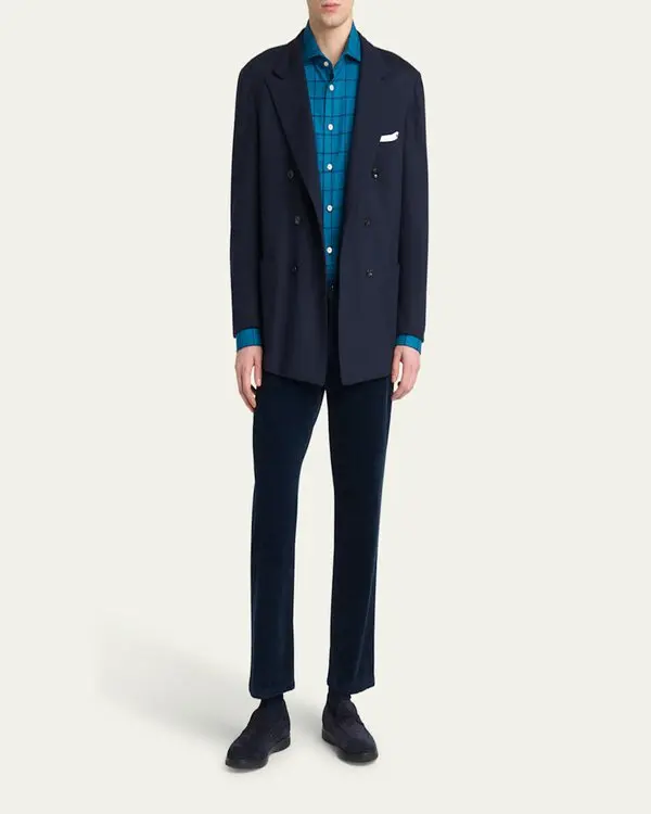 Kiton Cashmere Jersey Double-breasted Blazer