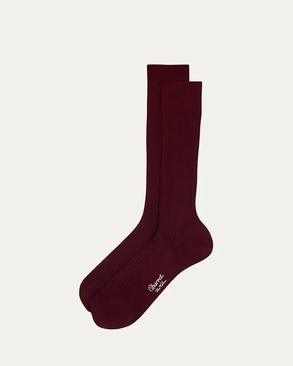 Charvet Ribbed Cotton Socks - Burgundy