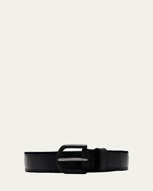 Giorgio Armani Velvet-trim Leather Belt