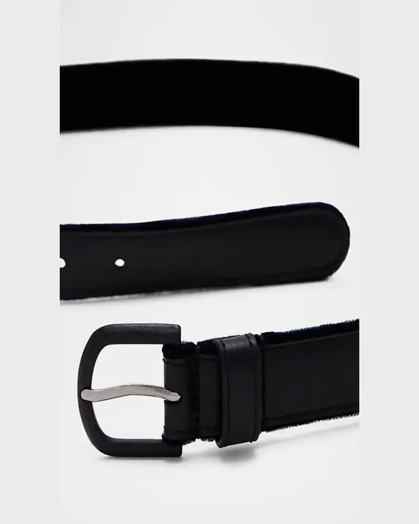 Giorgio Armani Velvet-trim Leather Belt