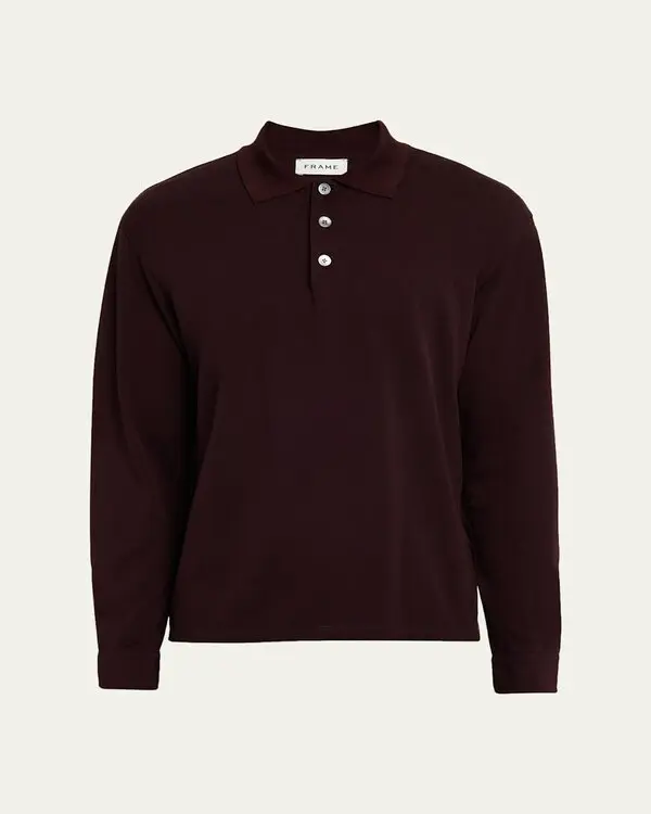 FRAME Light Pique Polo Shirt - Burgundy