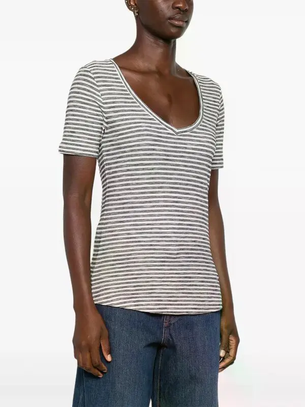 Marc O'polo Striped V-neck T-shirt - Black