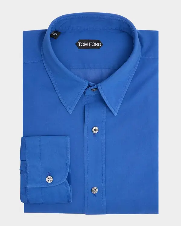 TOM FORD Refined Cotton Voile Fluid-fit Shirt - Blue