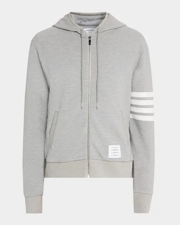 Thom Browne 4-bar Ottoman Zip Hoodie - Lt Grey