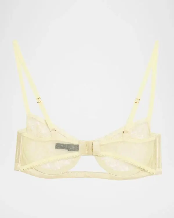 Kiki De Montparnasse Vinca Beaded Floral Lace Balconette Bra - Beurre