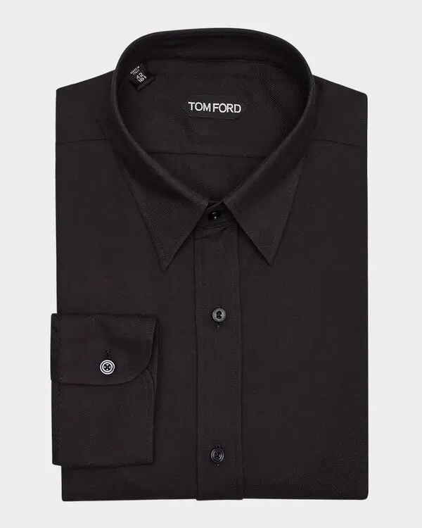 TOM FORD Textured Cotton-cashmere Shirt - Black