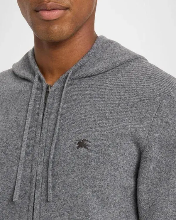 Burberry Cashmere-blend Knit Hoodie - Grey