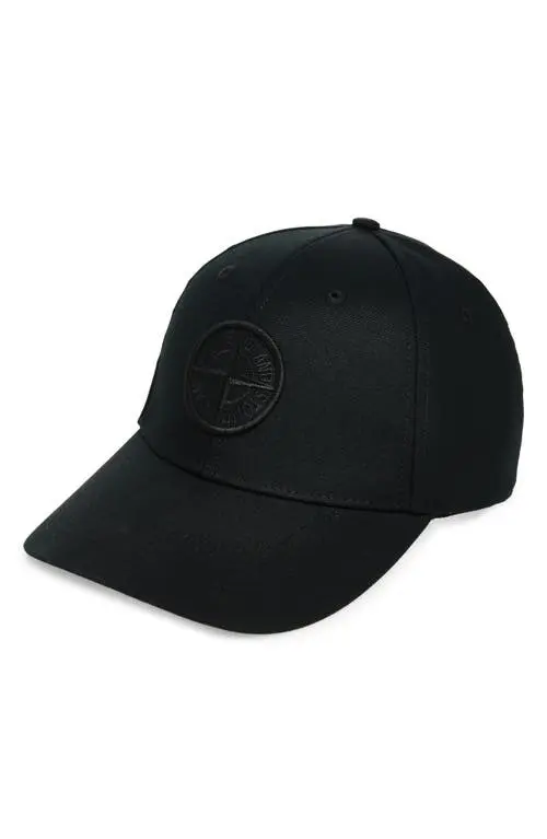 Stone Island Logo Embroidered Baseball Cap - Black