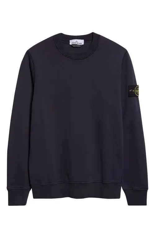 Stone Island Compass Logo Patch Crewneck Sweatshirt - V0020 Navy Blue