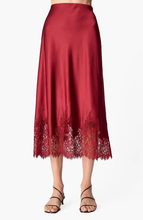 Cami Nyc Floral Lace Panel Silk Midi Skirt