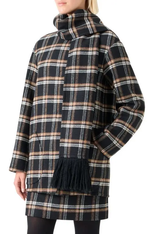 Akris Plaid Wool Blend Jacket With Scarf