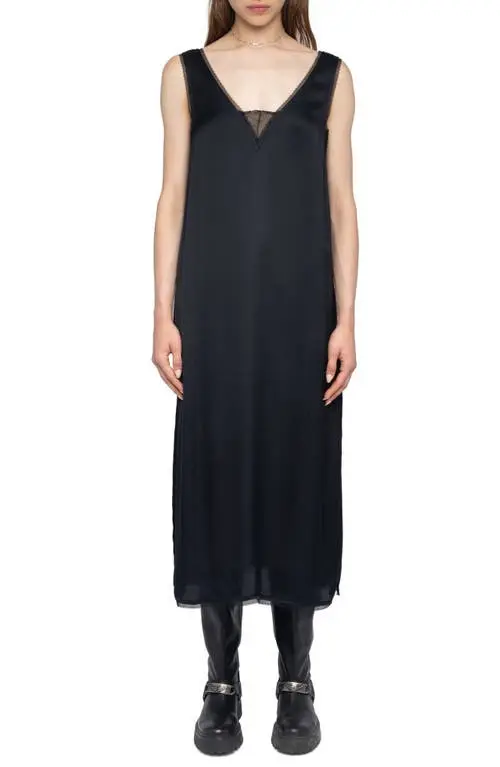 Zadig&Voltaire Renzo Lace And Satin Slip Dress - Black