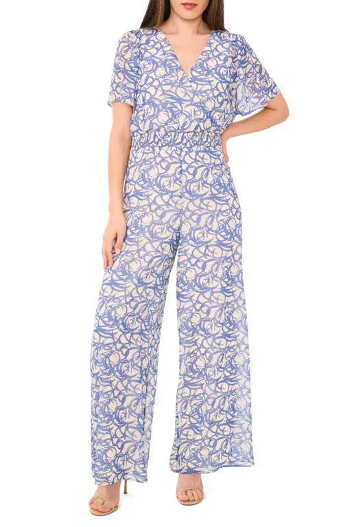 Vince Camuto Flutter Sleeve Wide Leg Jumpsuit - Deep River