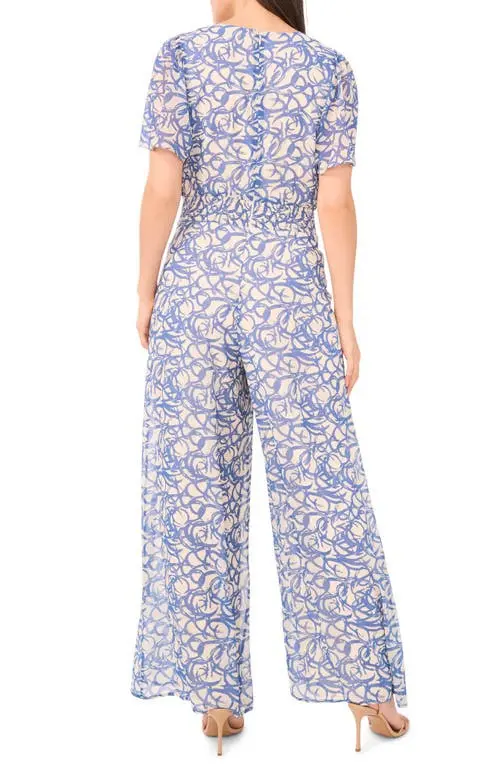 Vince Camuto Flutter Sleeve Wide Leg Jumpsuit - Deep River