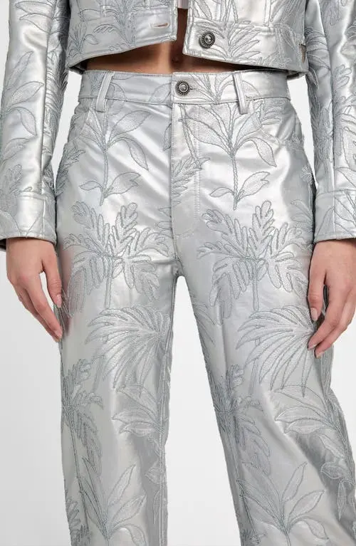 Guess Clelia Embroidered Faux Leather Pants
