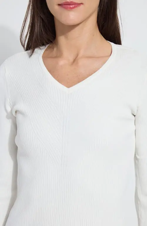 Lyssé Adette V-neck Ribbed Sweater - Natural Pearl