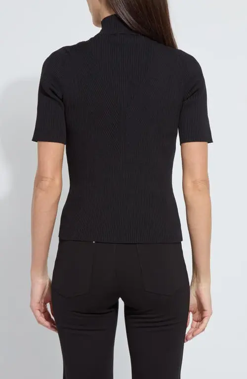 Lyssé Bernadette Mock Neck Short Sleeve Sweater - Black