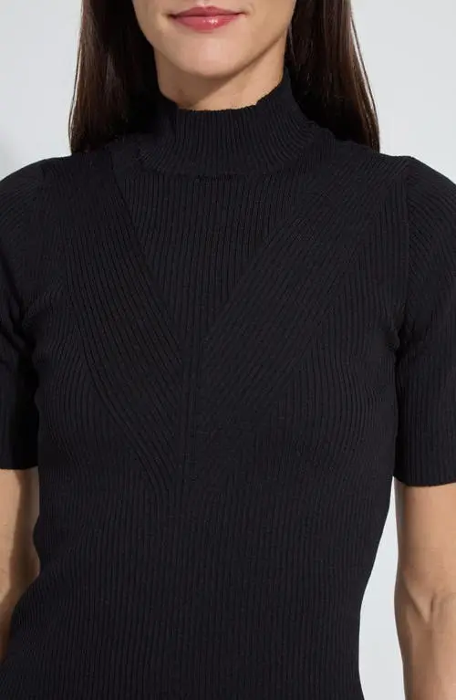 Lyssé Bernadette Mock Neck Short Sleeve Sweater - Black