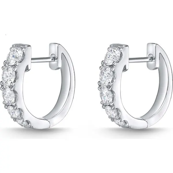 Memoire Essential Diamond Hoop Earrings - White Gold