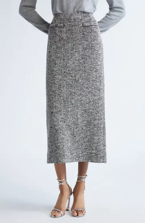 Oscar De La Renta Bouclé Knit Pencil Skirt - Black/ivory