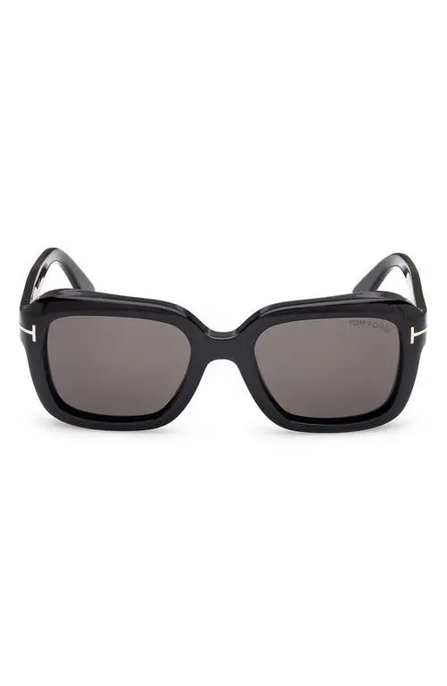 TOM FORD Natalia 52mm Square Sunglasses - Shiny Black/eco/smoke Lenses