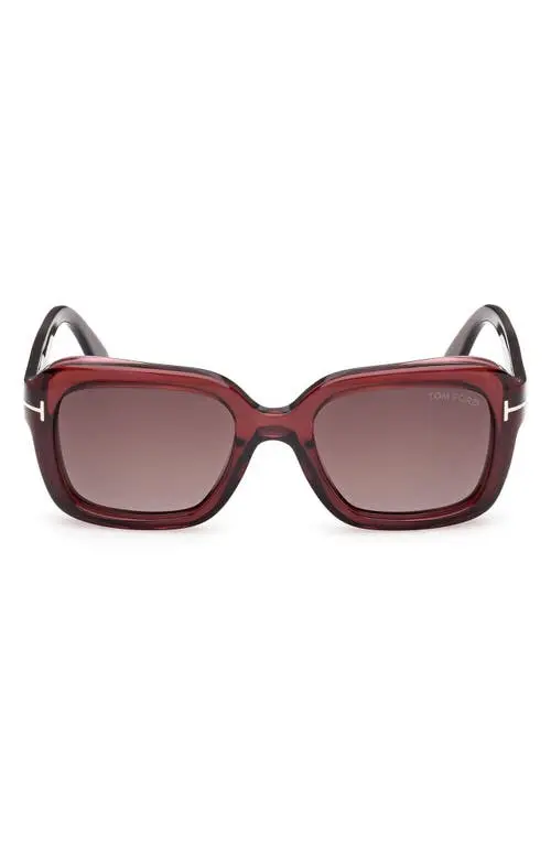 TOM FORD Natalia 52mm Square Sunglasses - Shiny Wine/burgundy Lenses