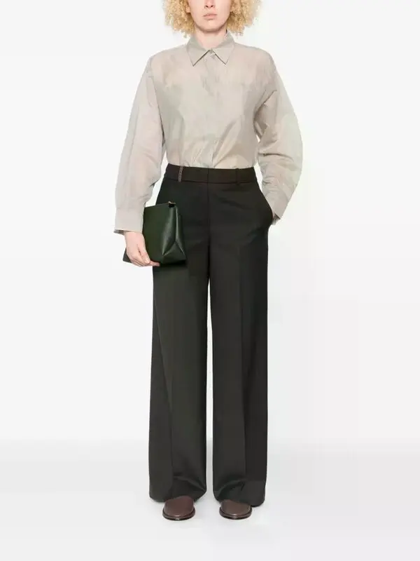 Peserico High-waisted Wide-leg Trousers - Grey