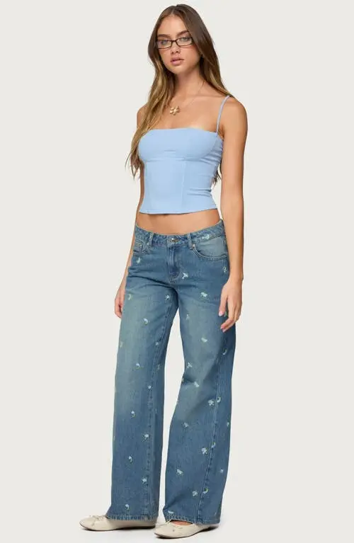 EDIKTED Juno Corset Crop Camisole - Light-blue