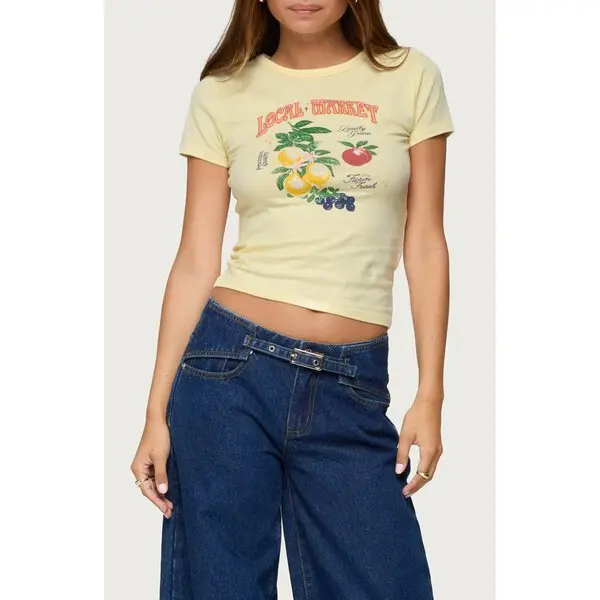 EDIKTED Graphic Fitted T-shirt