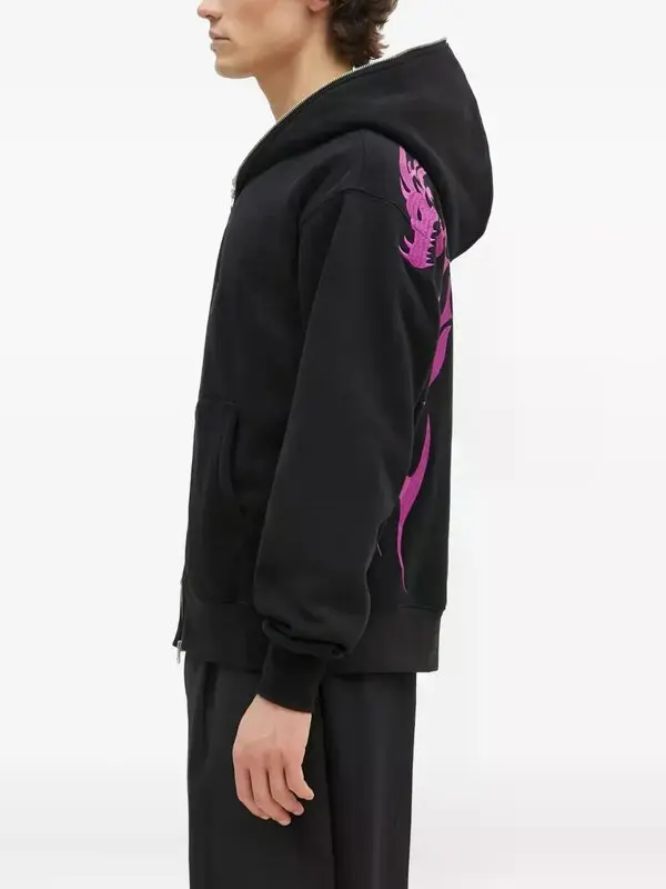 Pleasures Embroidered Zip-Up Hoodie In Black - 11% Off | Editorialist