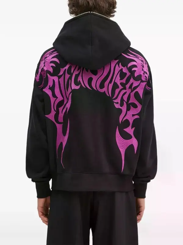 Pleasures Embroidered Zip-Up Hoodie In Black - 11% Off | Editorialist