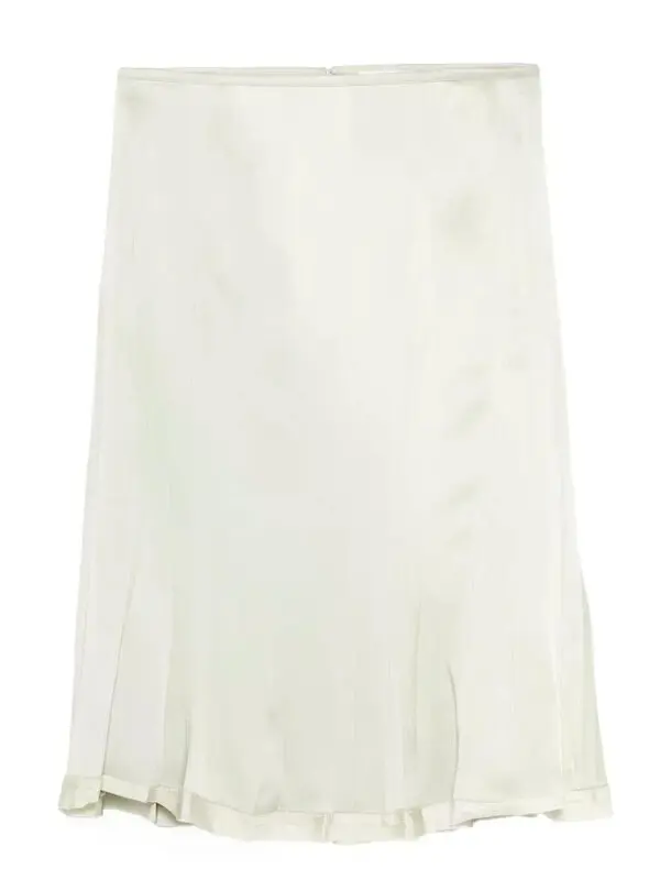 JIL SANDER Pleated A-line Satin Skirt