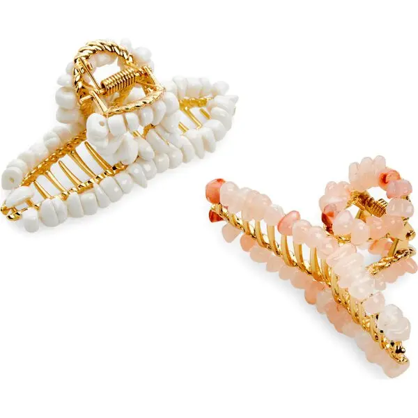 L. Erickson Set Of 2 Roxy Hair Clips - Pink/cream