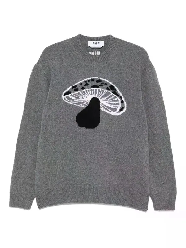 MSGM Mushroom-intarsia Wool-blend Sweater