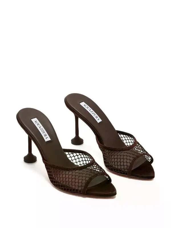 AQUAZZURA 85mm Bisous Mesh Mules - Brown