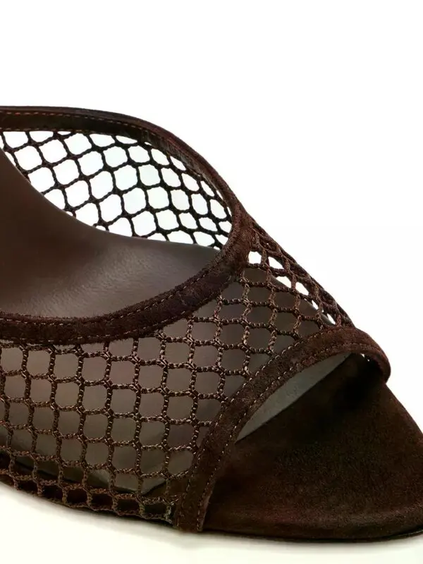 AQUAZZURA 85mm Bisous Mesh Mules - Brown