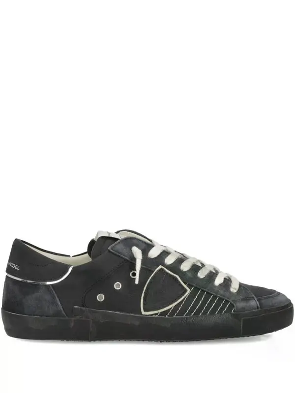 Philippe Model Prsx Suede-panelled Low-top Sneakers - Black