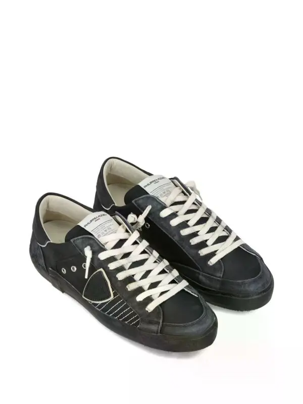Philippe Model Prsx Suede-panelled Low-top Sneakers - Black