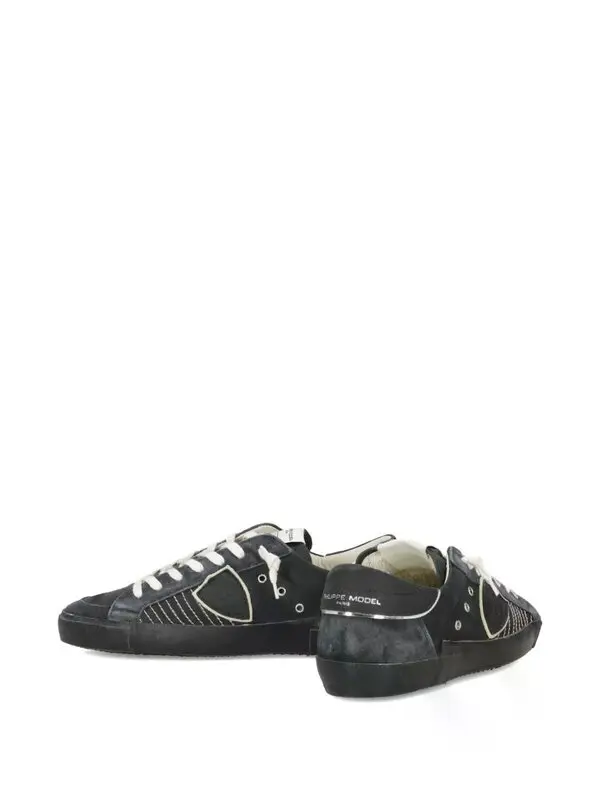 Philippe Model Prsx Suede-panelled Low-top Sneakers - Black