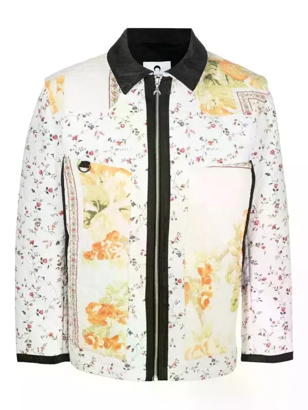 MARINE SERRE Floral-patchwork Quilted Jacket - White