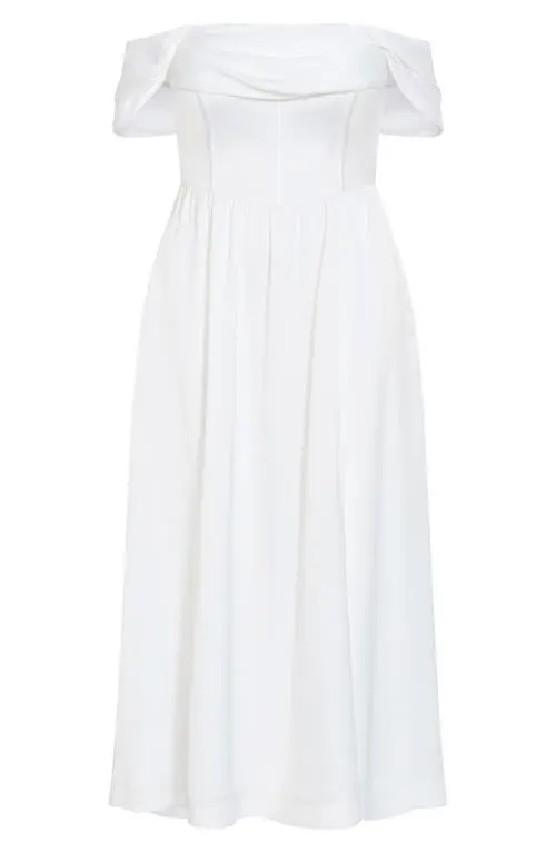 City Chic Corset Maxi Dress With Slit - Ivory