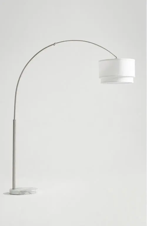 BRIGHTECH Mason 81" Led Arc Floor Lamp With Heavy-weighted Marble Base - Metallic Silver